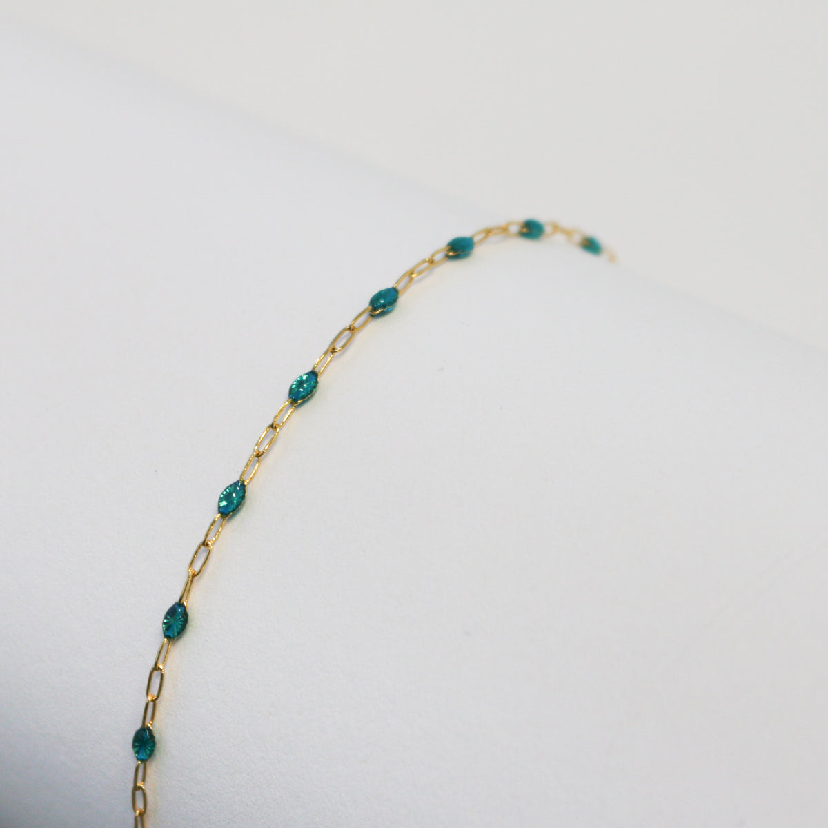 Sabrina Permanent Jewelry Chain, Turquoise Enamel Design, Cable Links ...