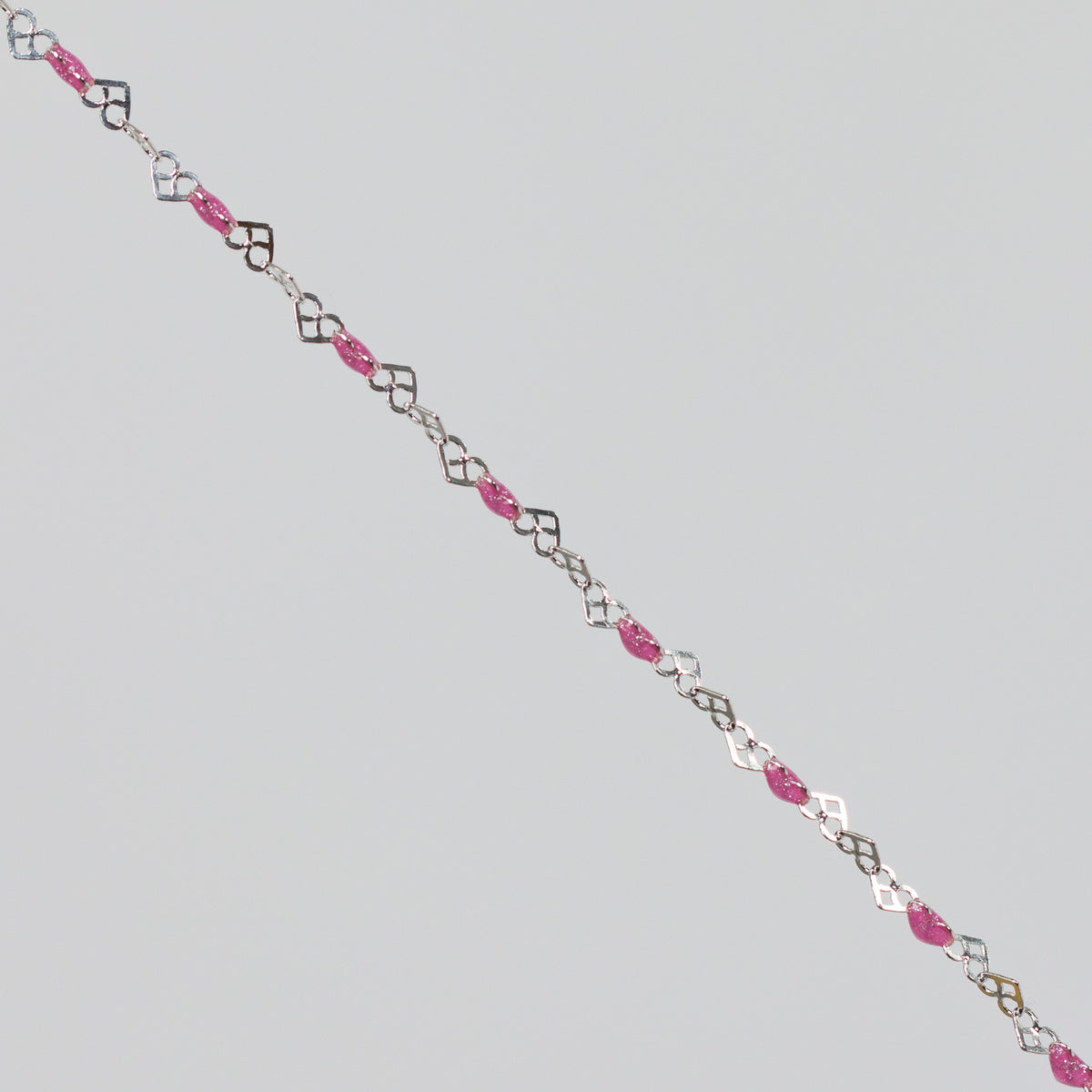 Kelly Permanent Jewelry Chain, Heart Links with Rose Enamel, Available ...