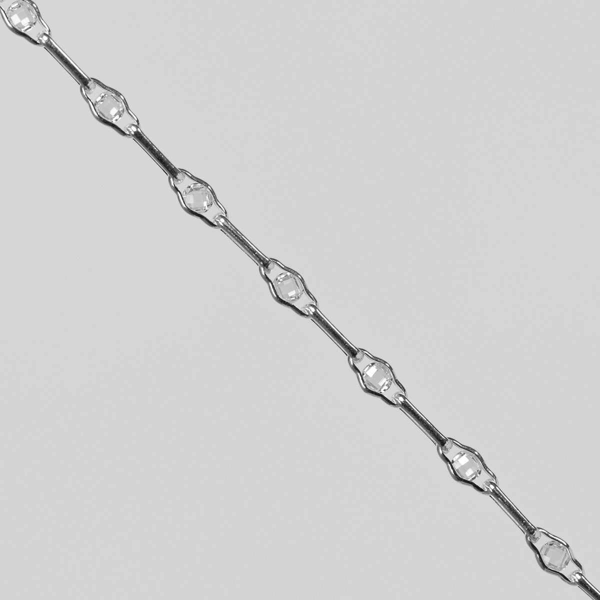 Linda Permanent Jewelry Chain, Round Faceted CZ with Long Links, Avail ...