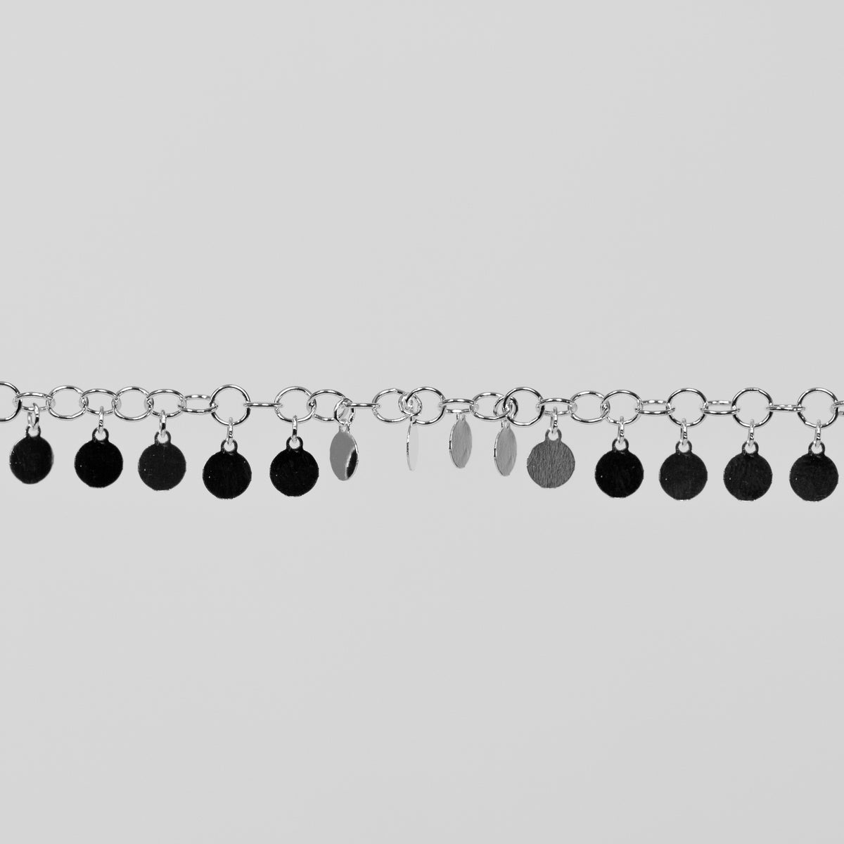 Melody Permanent Jewelry Chain, Round Rolo Links with 4mm Hanging Disc ...