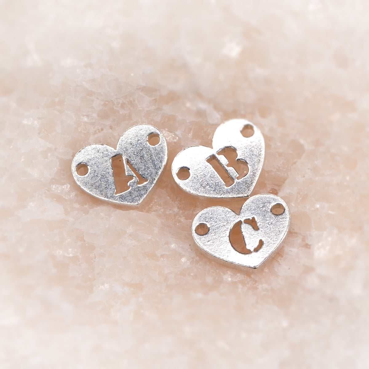 Initial Heart Connectors | 7.8mm | .925 Sterling Silver — Sunstone ...