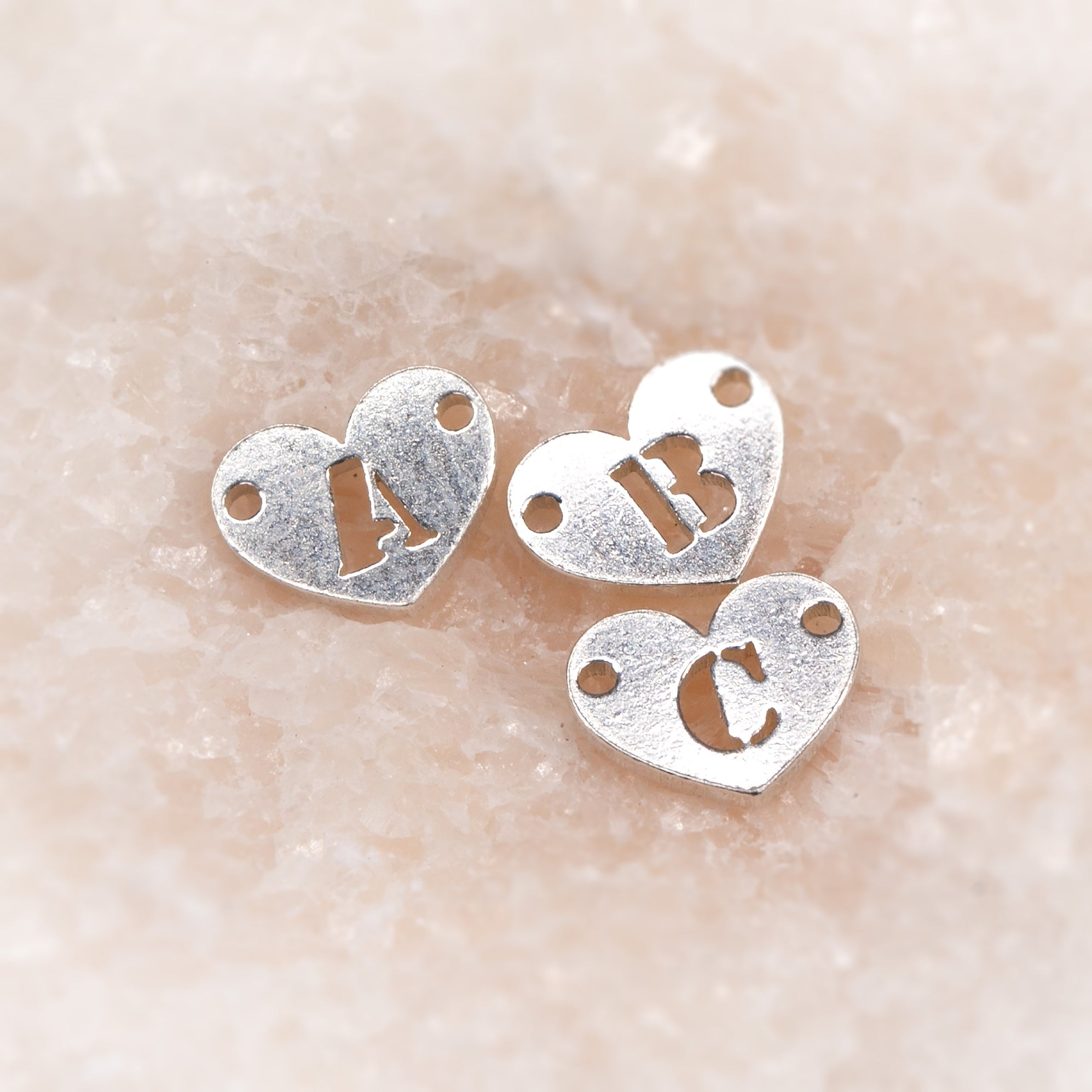 Initial Heart Connectors | 7.8mm | .925 Sterling Silver — Sunstone ...