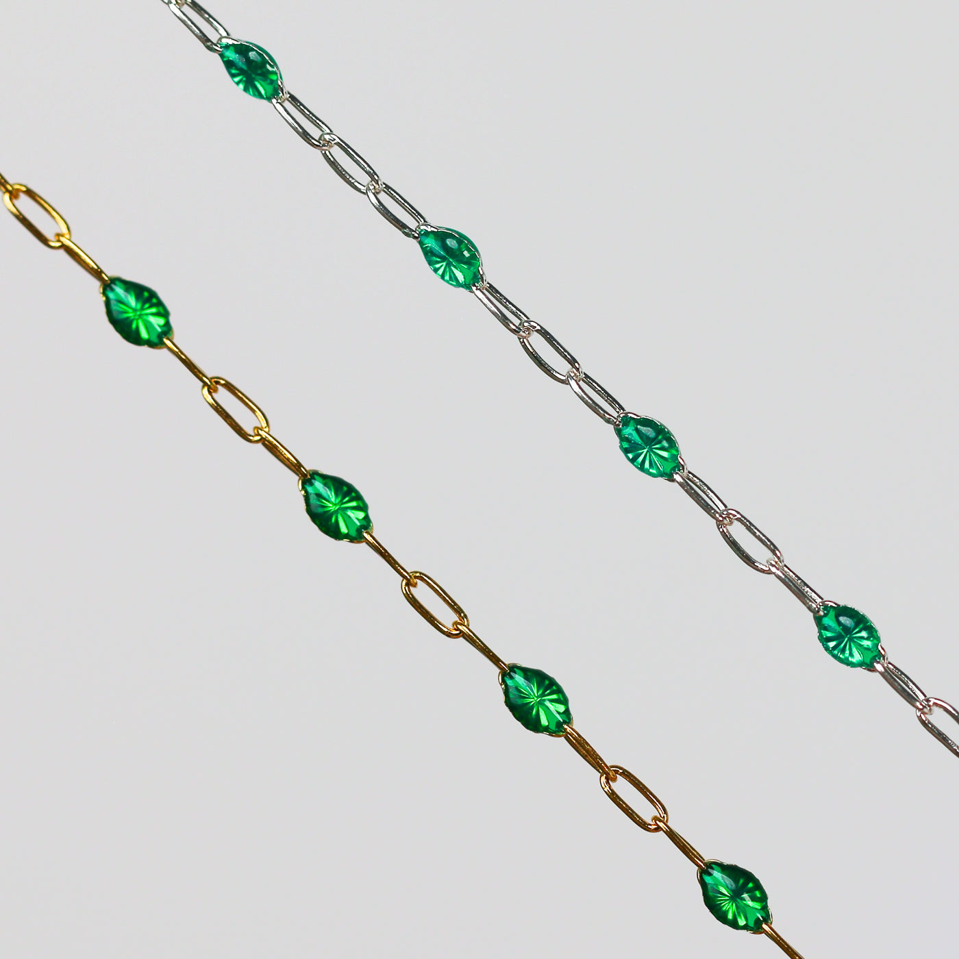 Esmerelda Permanent Jewelry Chain, Emerald Green Enamel Design, Cable ...
